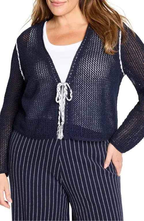 NIC+ZOE Tie Front Open Stitch Cardigan