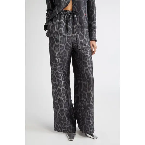 Stella McCartney Leopard Print Silk Pajama Pants - 1230 - Ash Grey