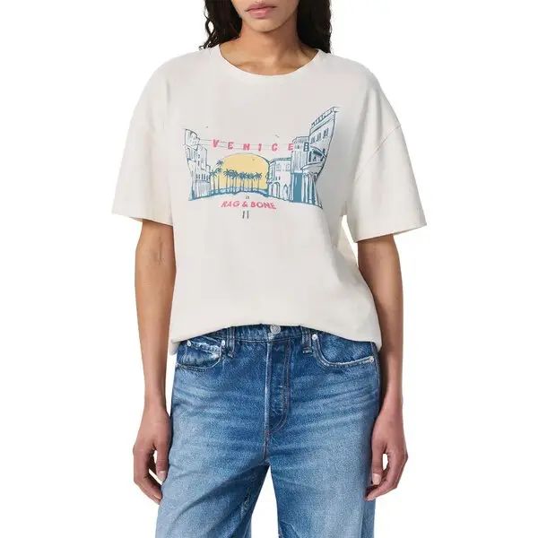 Rag & Bone Cotton Graphic T-shirt - Chalk