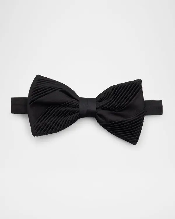 Stefano Ricci Pleated Silk Bow Tie - Black