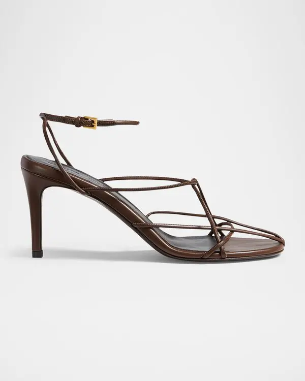 Khaite Loulou Nappa Leather Sandals - 741 Cigar