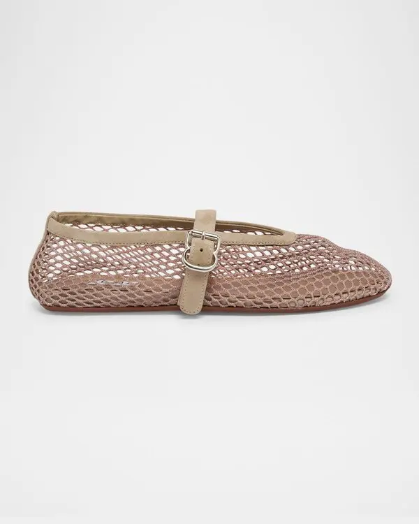 Alaïa Mesh And Suede Mary Jane Ballerinas - 824 Grege