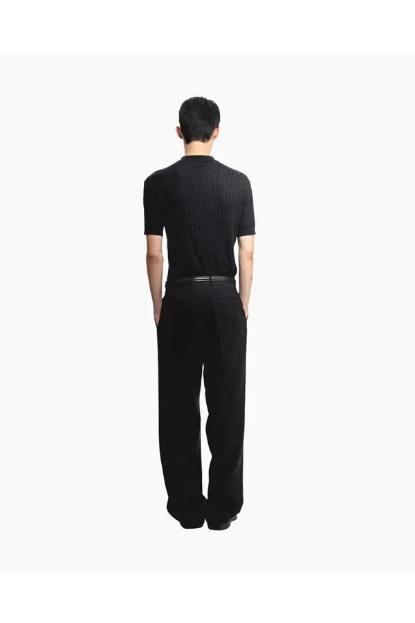 Emporio Armani Lyocell-blend Jumper With Embossed Pattern - Navy