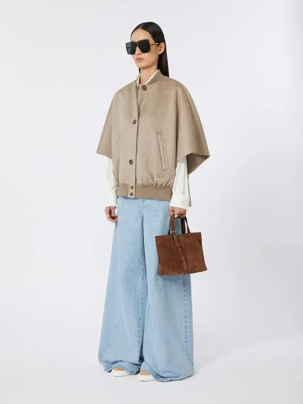 Max Mara Cashmere Bomber Cape - Beige