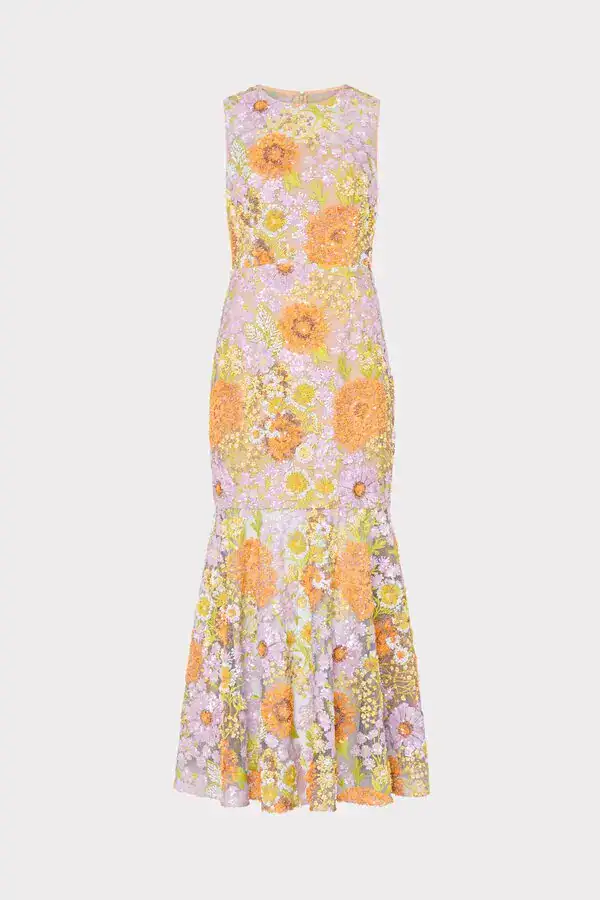 milly embroidered dress Embroidered 3D Flower Mesh Dress 12-13 / Peach Blossom main image 0