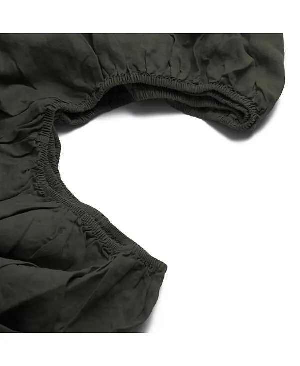 PIGLET IN BED Plain Linen Fitted Sheet - Fern Green
