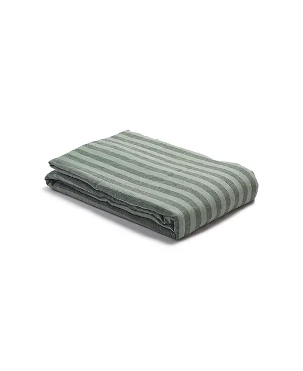 PIGLET IN BED Pembroke Stripe Linen Duvet Cover - Pine Green