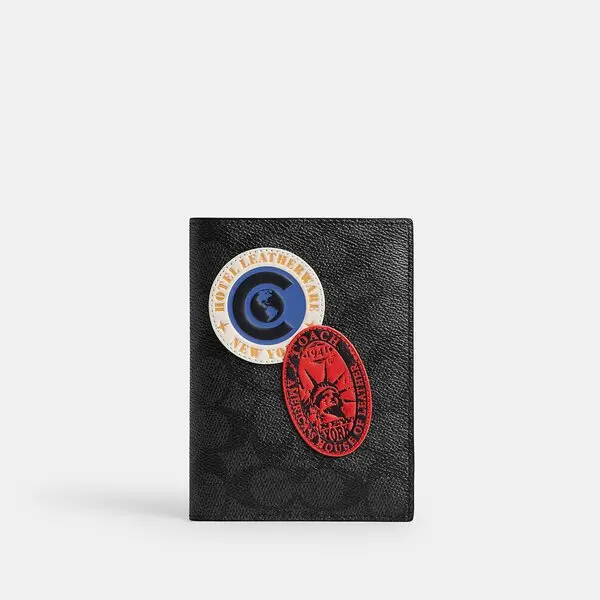 Coach Passport Case In Signature Canvas With Patches