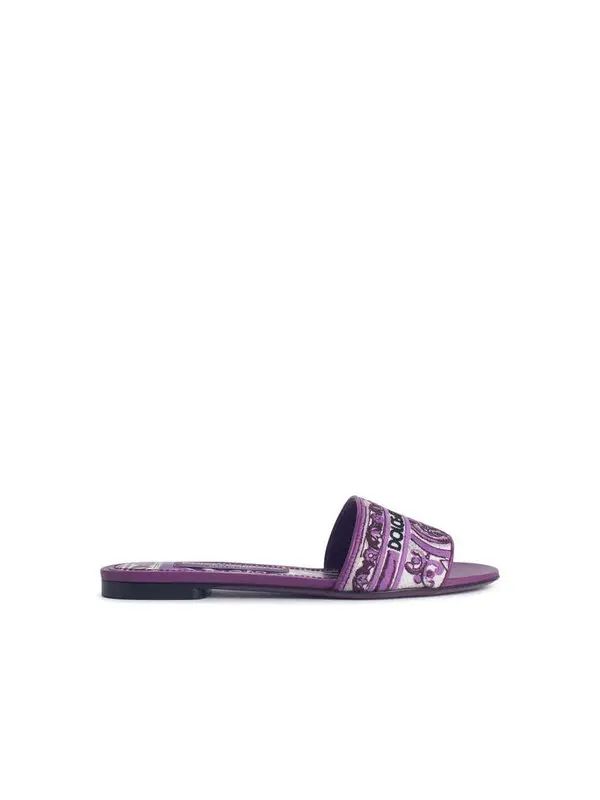 Dolce & Gabbana Slipper With Majolica Embroidery - Purple