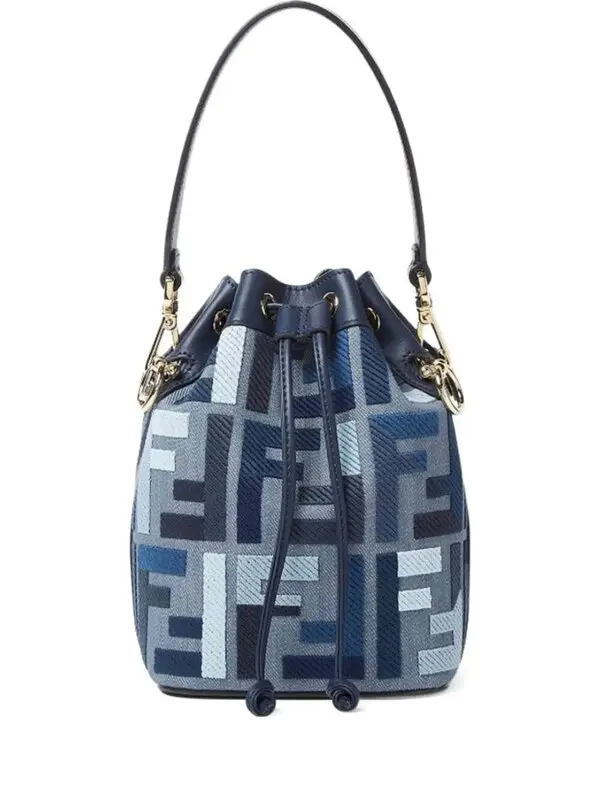 Fendi Mon Tresor Canvas Bucket Bag With Ff Embroidery