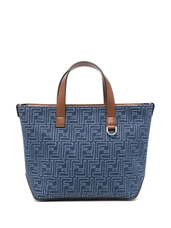 Fendi Ff Jacquard Small Shopper - Blue