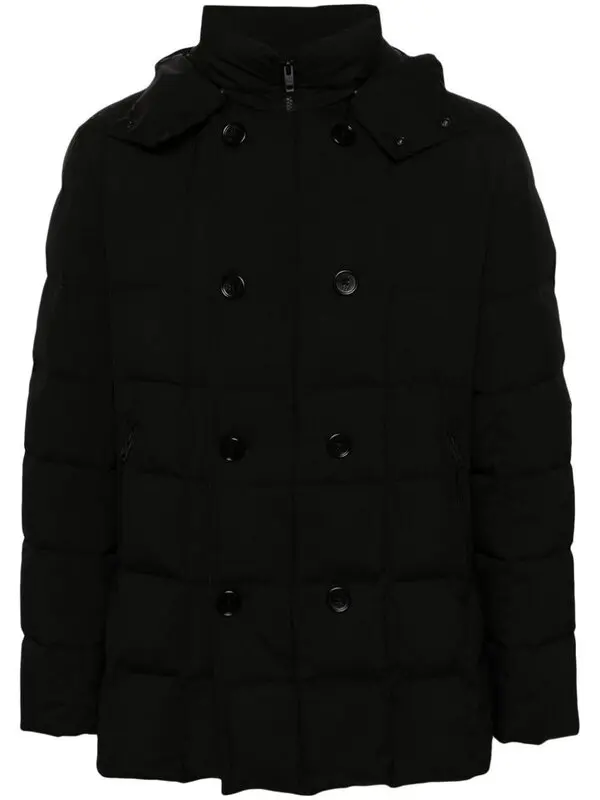 FAY Double-breasted Padded Bomber Jacket - Black