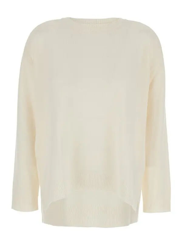 P.a.r.o.s.h Crewneck Sweater With Asymmetric Hem - White
