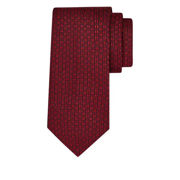 FERRAGAMO Neck Tie Geometric Pattern Silk - Red/blue