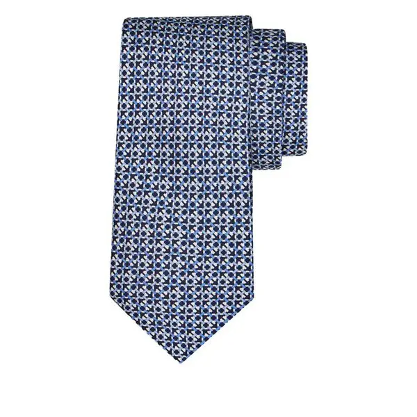 FERRAGAMO Gancini Silk Tie - Blue