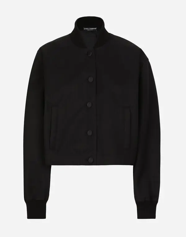 Dolce & Gabbana Gabardine Bomber Jacket With Branded Tag