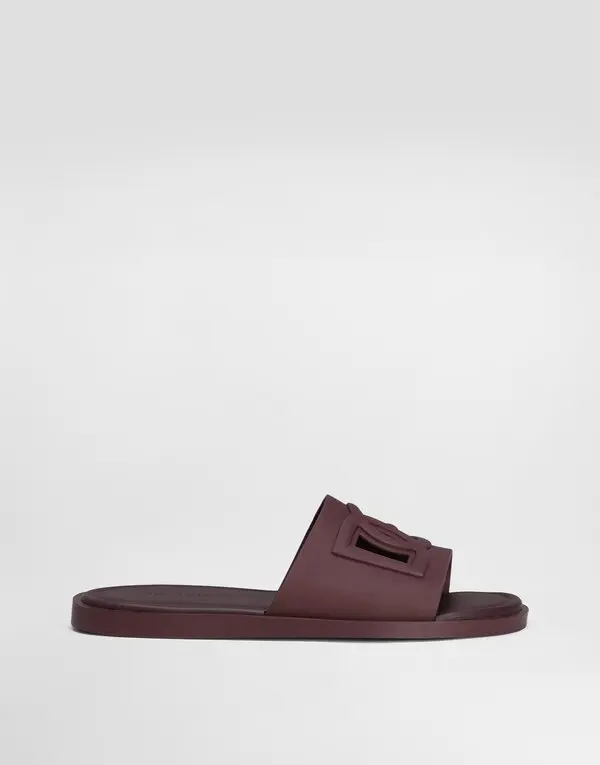 Dolce & Gabbana Rubber Beachwear Slides - Bordeaux