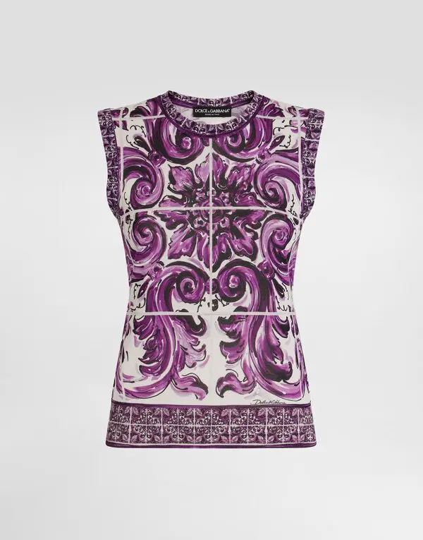 Dolce & Gabbana Majolica-print Silk Tank Top - Multicolor