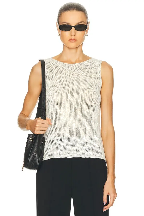 Enza Costa Linen Open Knit Tank Top