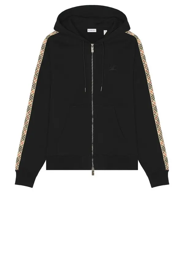 Burberry Check Tape Zip Through Hoodie