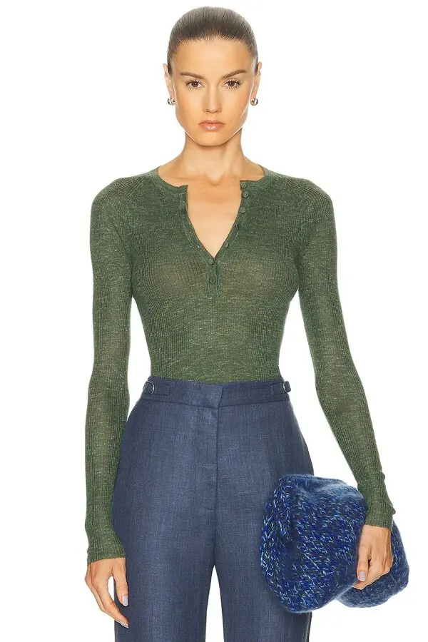 Gabriela Hearst Anges Henley Top - Olive