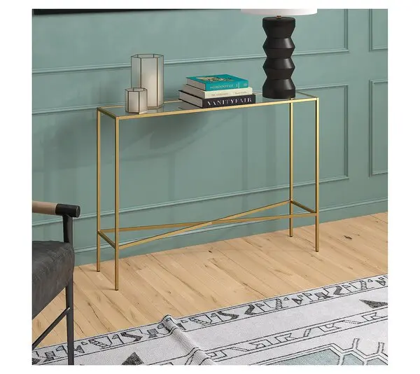 HUDSON&CANAL Henley 42'w Console Table With Gla Ss Top