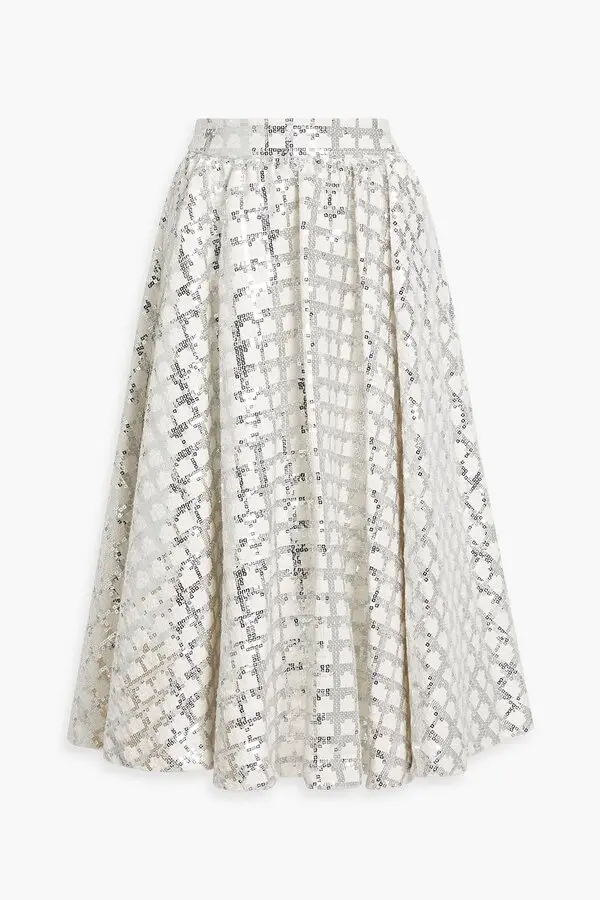 Alice + Olivia Nilda Sequin-embellished Tweed Midi Skirt