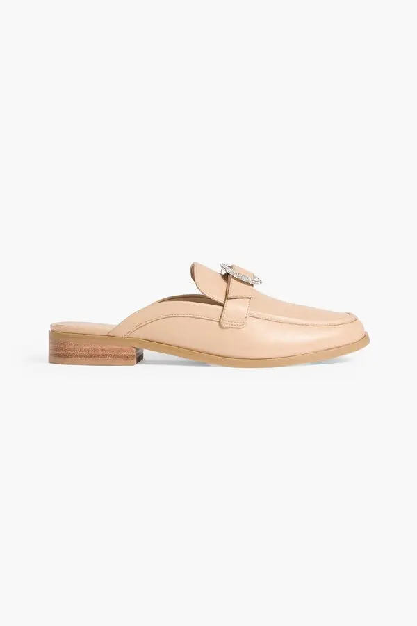 STUART WEITZMAN Embellished Leather Slippers - Neutral