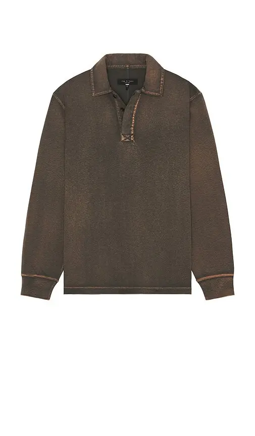 Rag & Bone Washed Rugby Polo In Brown
