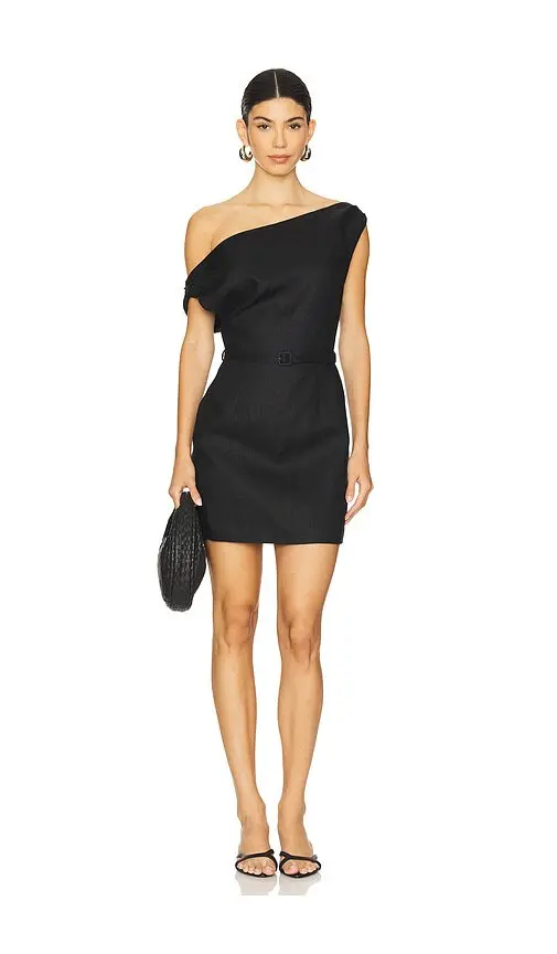 SANS FAFF Linen Off The Shoulder Mini Dress With Belt