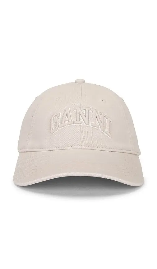 GANNI Washed Cotton Canvas Embroidered Cap