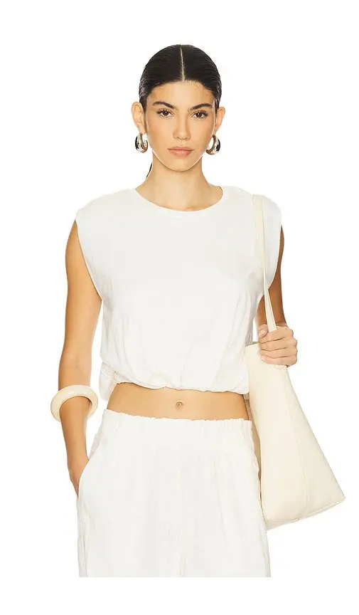 Good American Cotton Muscle Tee - Cloud White001