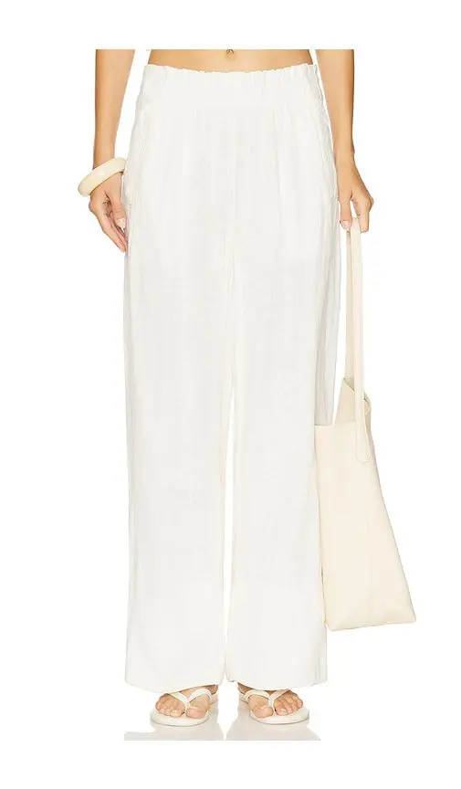 Free People Days End Linen Pull-on Pant - Clean Ivory