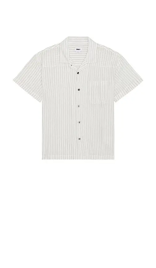 Obey Donnie Sheer Striped Short Sleeve Shirt In White