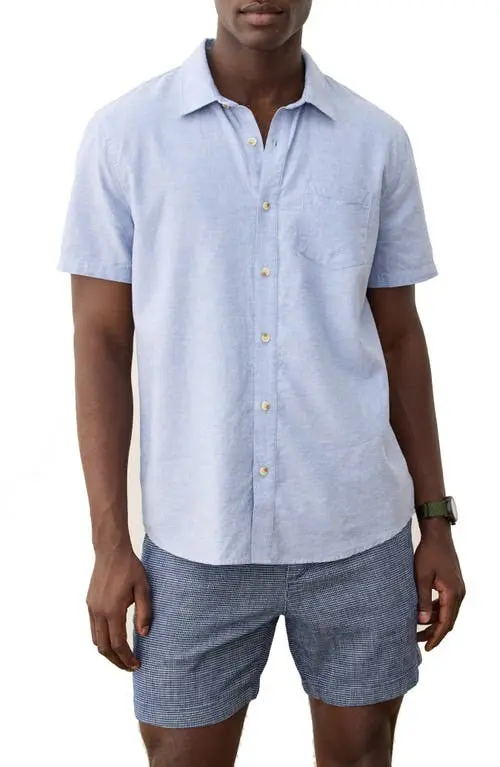 Marine Layer Better-than-linen Short Sleeve Hemp Blend Button-up Shirt - Chambray