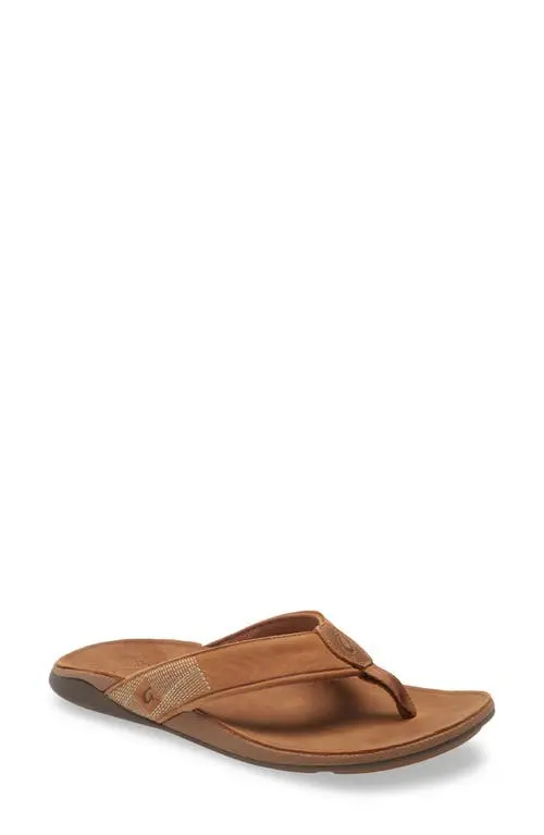 Olukai Tuahine Waterproof Flip-flop - Toffee/ Toffee