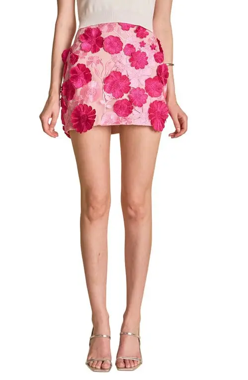Endless Rose Floral Embroidered Mini Skirt - Pink