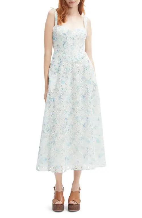 Bardot Adaline Eyelet Embroidered Corset Midi Dress