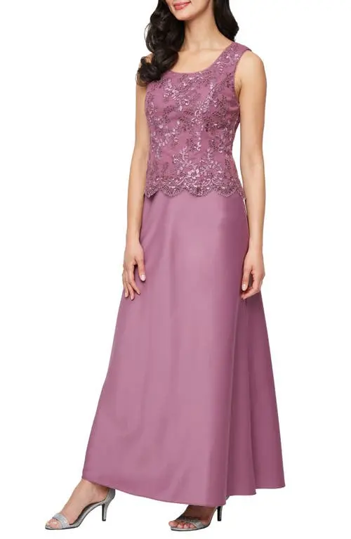 Alex Evenings Embroidered Mock Two-piece Gown With Jacket