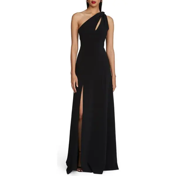 Halston Stretch Crepe One-shoulder Gown