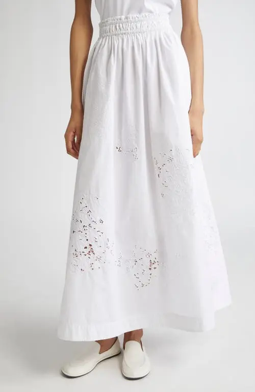 Lafayette 148 New York Eyelet Organic Cotton Poplin Maxi Skirt - White