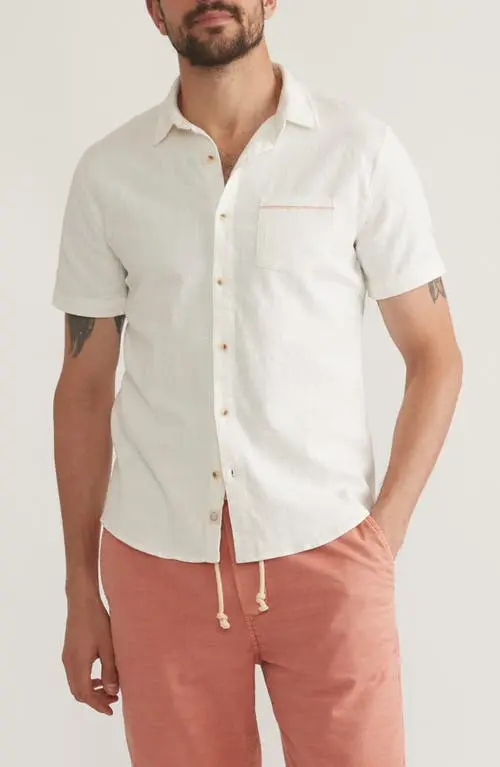 Marine Layer Classic Solid Short Sleeve Stretch Cotton Selvage Button-up Shirt