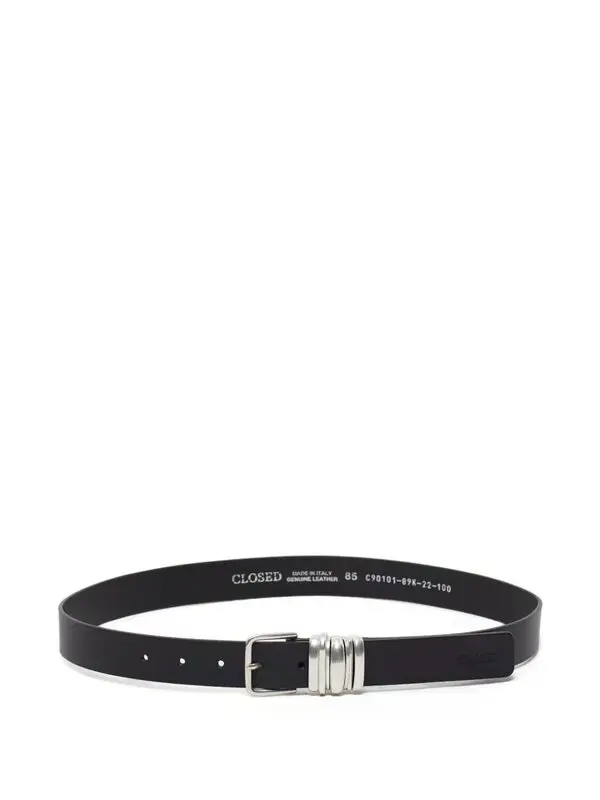 Closed Leather Belt - Black