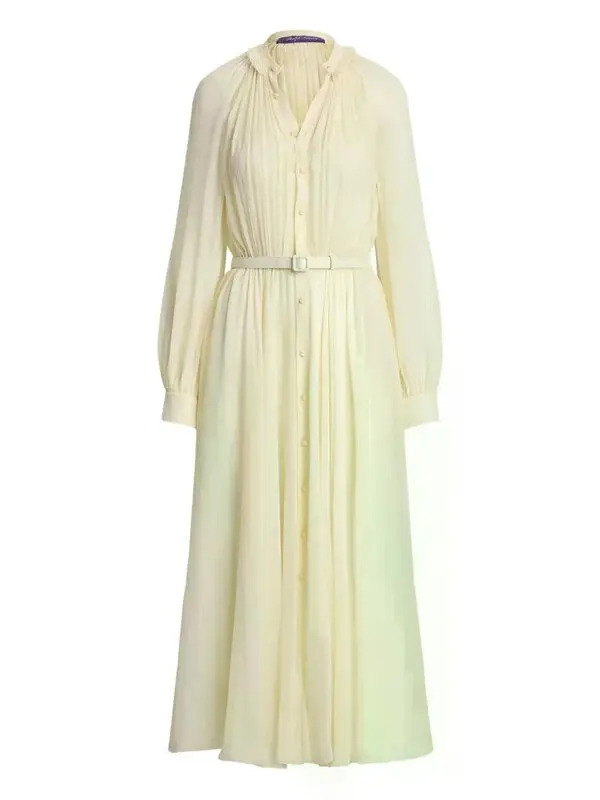 Ralph Lauren Pleated Button-up Midi Dress - White