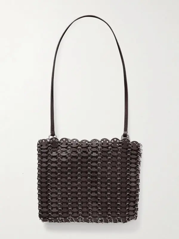 Rabanne Reversible Chainmail-embellished Leather Shoulder Bag - Brown