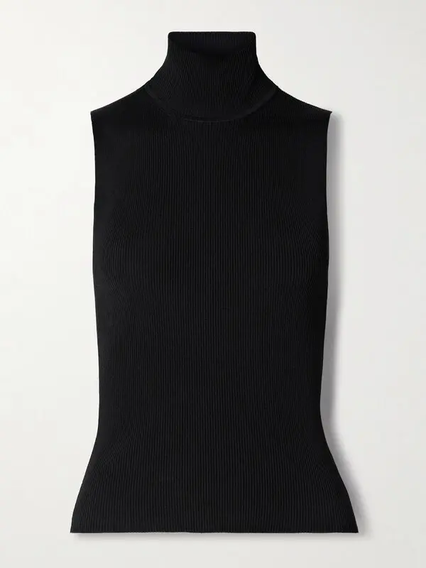 Khaite Benita Ribbed-knit Turtleneck Top - Black