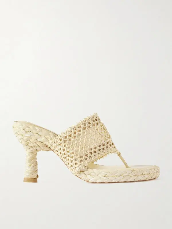 Chloé Isla Crocheted Raffia Mules - Neutrals
