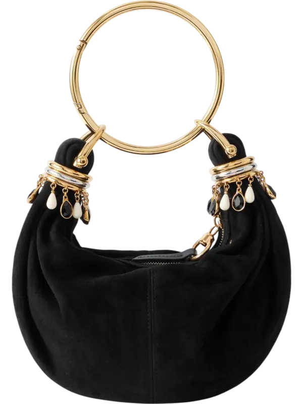 Chloé Embellished Leather-trimmed Suede Shoulder Bag