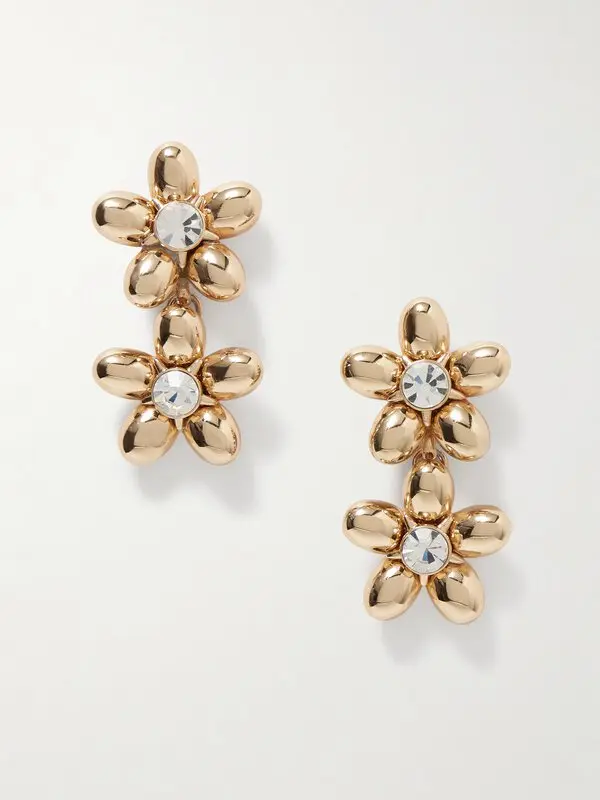 Carolina Herrera Double Flower Crystal Earrings