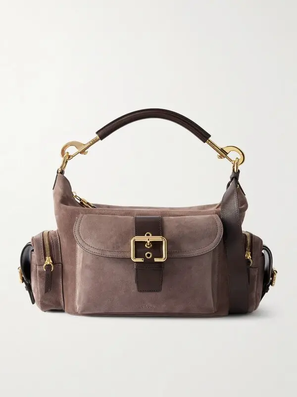Chloé Medium Leather-trimmed Suede Camera Shoulder Bag